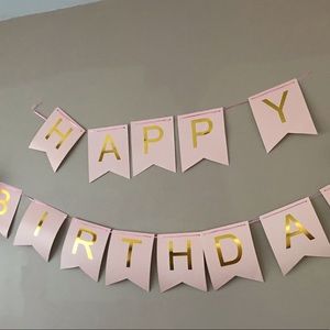 Party Supplies | Happy Birthday Sign Pink Gold | Poshmark
